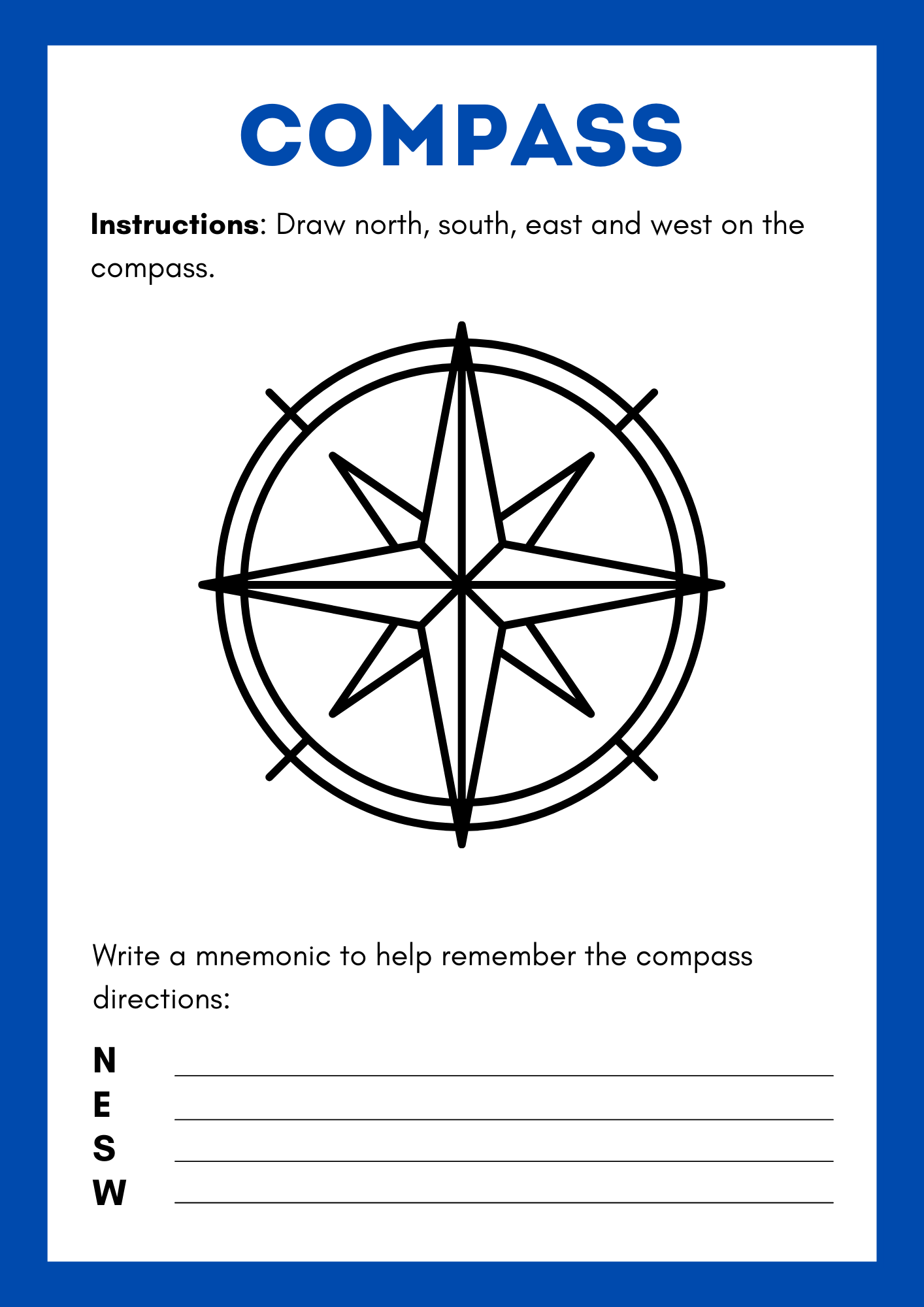 Geography Compass Worksheet – Prophet Tales