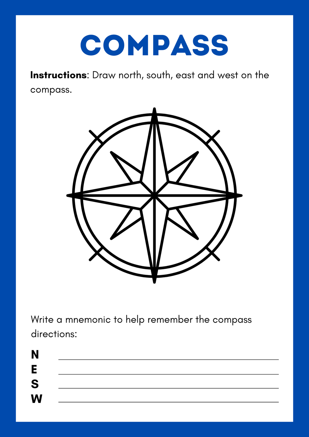 Geography Compass Worksheet – Prophet Tales